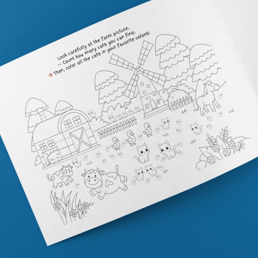 Count and Color Farm Cats Activity Sheet – Sharekkna Online