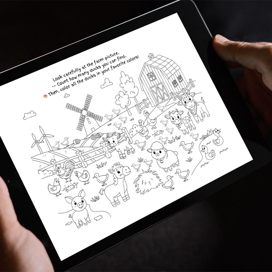 Count and Color Farm Ducks Activity Sheet - Sharekkna Online